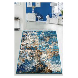 Mioli Kurzflor-Teppich "Be Lost" in Blau/ Hellbraun - 72% | Gr&ouml;&szlig;e 120x180 cm |