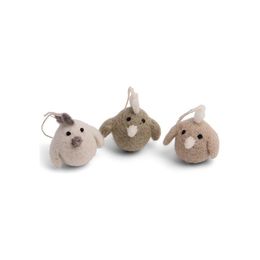 Gry & Sif 3er-Set: Dekoh&auml;nger ''Mini Rooster'' in Beige - (L)4 cm - 15% | Wohndekoration