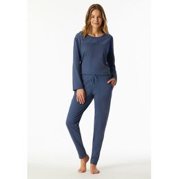 Schiesser Pyjama in Dunkelblau - 43% | Gr&ouml;&szlig;e 40 | Damen-loungewear