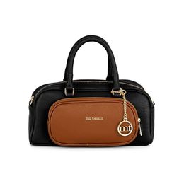 Mia Tomazzi Leder-Henkeltasche ''Barellai'' in Schwarz/ Hellbraun - (B)29 x (H)13 x (T)9 cm - 78% | Damen-taschen