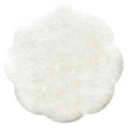 Heitmann Felle Fellteppich &raquo;Bl&uuml;te - Lammfell farbig, Premium Qualit&auml;t&laquo; blumenf&ouml;rmig 60 mm H&ouml;he echtes Austral. Lammfell, &Oslash; 140 cm, besonders dicht & weich beige 