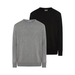 MAN'S WORLD Man's World Herren Rundhalspullover &raquo;Neue Kollektion! DP Grau & Schwarz&laquo; 2-er Pack, in Feinstrick, ideal f&uuml;r die &Uuml;bergangszeit, Basic Style schwarz S 