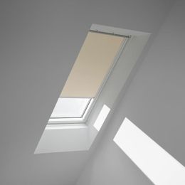 Velux Verdunklungsrollo &raquo;DKL C04 1085SWL&laquo; verdunkelnd Verdunkelung ohne Bohren in F&uuml;hrungsschienen wei&szlig;e F&uuml;hrungsschienen & Griffleiste beige 
