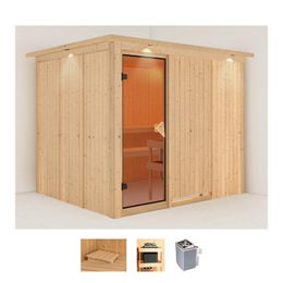 Karibu Sauna &raquo;Gitte&laquo; Set, Ofen 9 kW integr. Strg beige