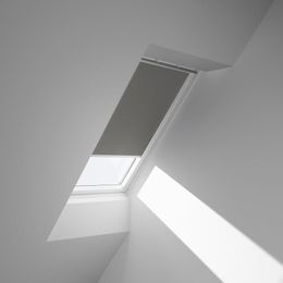 Velux Verdunklungsrollo &raquo;DKL F06 0705SWL&laquo; verdunkelnd Verdunkelung ohne Bohren in F&uuml;hrungsschienen wei&szlig;e F&uuml;hrungsschienen & Griffleiste grau Aluminium
