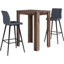 ByLiving Bargruppe &raquo;Essgruppe Nele, St&uuml;hle Simone&laquo; Set, Tisch mit Barhockern, 3 Stk. tlg. Barhocker, Bartisch schwarz FSC -zertifizierter 
