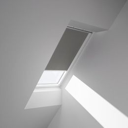 Velux Verdunklungsrollo &raquo;DKL S10 0705SWL&laquo; verdunkelnd Verdunkelung ohne Bohren in F&uuml;hrungsschienen wei&szlig;e F&uuml;hrungsschienen & Griffleiste grau Aluminium