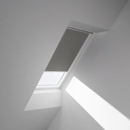 Velux Verdunklungsrollo &raquo;DKL P08 0705SWL&laquo; verdunkelnd Verdunkelung ohne Bohren in F&uuml;hrungsschienen wei&szlig;e F&uuml;hrungsschienen & Griffleiste grau Aluminium