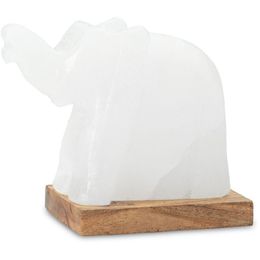 Himalaya Salt Dreams Salzkristall-Tischlampe &raquo;Elefant&laquo; LED-Modul 1 Stk. Warmwei&szlig; Handgefertigt aus Salzkristall - jeder Stein ein Unikat, H: ca. 11cm 