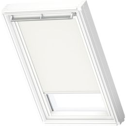 Velux Verdunklungsrollo &raquo;DKL 1025SWL&laquo; verdunkelnd ohne Bohren in F&uuml;hrungsschienen Stoff wei&szlig; mit alufarbenen F&uuml;hrungsschienen & Griffleiste wei&szlig; 
