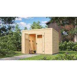 Weka Gartenhaus &raquo;Batu/Nika 3&laquo; 28 mm starke Blockbohlen beige Massivholz