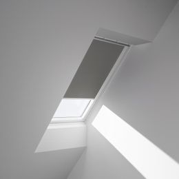 Velux Verdunklungsrollo &raquo;DKL MK08 0705SWL&laquo; verdunkelnd Verdunkelung ohne Bohren in F&uuml;hrungsschienen wei&szlig;e F&uuml;hrungsschienen & Griffleiste grau 