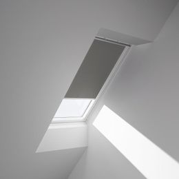 Velux Verdunklungsrollo &raquo;DKL SK08 0705SWL&laquo; verdunkelnd Verdunkelung ohne Bohren in F&uuml;hrungsschienen wei&szlig;e F&uuml;hrungsschienen & Griffleiste grau 