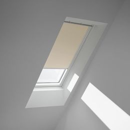 Velux Verdunklungsrollo &raquo;DKL MK08 1085SWL&laquo; verdunkelnd Verdunkelung ohne Bohren in F&uuml;hrungsschienen wei&szlig;e F&uuml;hrungsschienen & Griffleiste beige 