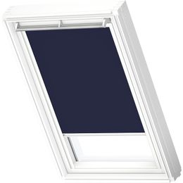 Velux Verdunklungsrollo &raquo;DKL 1100SWL&laquo; verdunkelnd ohne Bohren in F&uuml;hrungsschienen Stoff dunkelblau mit alufarbenen F&uuml;hrungsschienen & Griffleiste blau