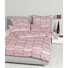 Janine Bettw&auml;sche &raquo;MILANO 45055&laquo; 2 Stk. mit Rei&szlig;verschluss rosa Mako-Satin, Obermaterial: 100% Baumwolle