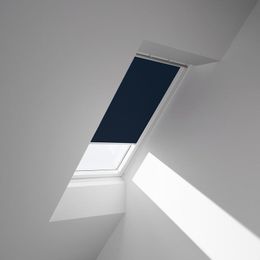 Velux Verdunklungsrollo &raquo;DKL PK08 1100SWL&laquo; verdunkelnd Verdunkelung ohne Bohren in F&uuml;hrungsschienen wei&szlig;e F&uuml;hrungsschienen & Griffleiste blau 