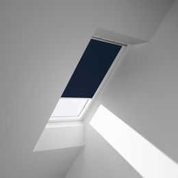 Velux Verdunklungsrollo &raquo;DKL CK04 1100SWL&laquo; verdunkelnd Verdunkelung ohne Bohren in F&uuml;hrungsschienen wei&szlig;e F&uuml;hrungsschienen & Griffleiste blau 
