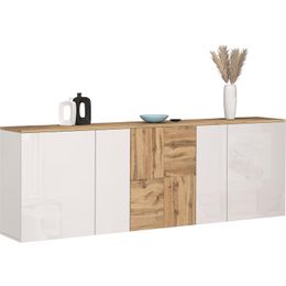 OTTO home Sideboard &raquo;ISEO, Kommode, Schrank, Sideboard, Lowboard, 6 F&auml;cher, Breite 200 cm&laquo; 1 Stk. tlg. stehend/h&auml;ngend, 5 T&uuml;ren Hochglanz lackiert, 