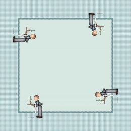 Mitteldecke &raquo;Herr Ober&laquo; blau Baumwolle