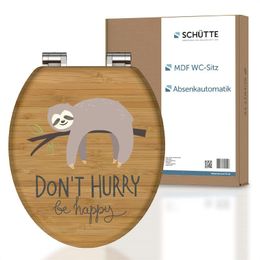 Sch&uuml;tte WC-Sitz &raquo;Don`t Hurry&laquo; Absenkautomatik, Holzkern, Motivdruck, MDF braun MDF - Mitteldichte Holzfaserplatte