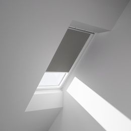 Velux Verdunklungsrollo &raquo;DKL S04 0705SWL&laquo; verdunkelnd Verdunkelung ohne Bohren in F&uuml;hrungsschienen wei&szlig;e F&uuml;hrungsschienen & Griffleiste grau Aluminium
