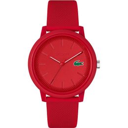 Lacoste Herren Quarzuhr &raquo;Lacoste.12.12&laquo; Armbanduhr, Herrenuhr, Mineralglas, Silikonarmband rot