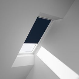 Velux Verdunklungsrollo &raquo;DKL F06 1100SWL&laquo; verdunkelnd Verdunkelung ohne Bohren in F&uuml;hrungsschienen wei&szlig;e F&uuml;hrungsschienen & Griffleiste blau Aluminium