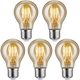 Paulmann LED-Leuchtmittel &raquo;LED Standardform 4,7W E27 2500K&laquo; E27 5 Stk. Extra-Warmwei&szlig; 5er-Pack, Goldlicht gold