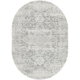 Teppich &raquo;SYRACUSA, 275x200 cm&laquo; oval 11 mm H&ouml;he Vintage Orientteppich, Traditional Kurzflor Boho Wohnzimmerteppich Kunstfaser