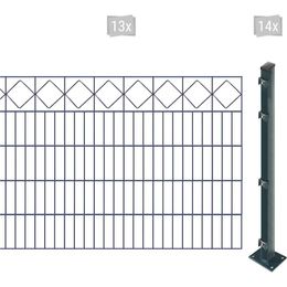 Arvotec Doppelstabmattenzaun &raquo;EASY 100 zum Aufschrauben "Karo" mit Zierleiste&laquo; Zaunh&ouml;he 100 cm, Zaunl&auml;nge 2 - 60 m grau Kunststoff, Stahl