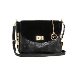 Mia Tomazzi Leder-Umh&auml;ngetasche "Marostica" in Schwarz - (B)26 x (H)21 x (T)10 cm - 74% | Damen-taschen