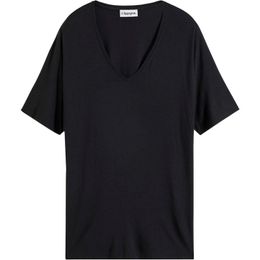 bonprix Damen bonprix T-Shirt &raquo;Long-Shirt aus nachhaltigem Viskose-Mix&laquo; Oversize-Passform, Halbarm-Design, aus Viskose-Mix mit Elasthan schwarz 52/54 