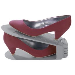 Maximex Schuhstapler &raquo;4er&laquo; Set, 4 Stk. tlg. Schuhhalter, 50 % mehr Platz im Schuhschrank, Kunststoff, 4-teilig grau Kunststoff