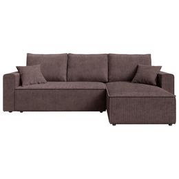 CARRYHOME Ecksofa, Braun, Textil, 3-Sitzer, F&uuml;llung: Schaumstoffflocken,Schaumstoffflocken, Ottomane rechts, seitenverkehrt montierbar, L-Form, 241x138 cm, Liegefunktion, Schlafen auf Sitzh&ouml;he, R&uuml;cken echt, haustierfreundlicher Bezug, Wohnzimmer, Sofas & Couches, Wohnlandschaften, Ecksofas