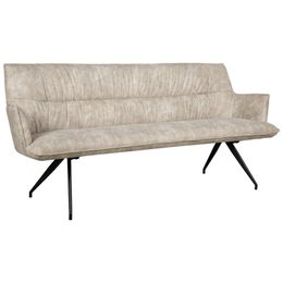 Novel Sitzbank, Schwarz, Taupe, Metall, Textil, 3-Sitzer, 203.5x87x64 cm, mit R&uuml;ckenlehne, Esszimmer, B&auml;nke, Sitzb&auml;nke
