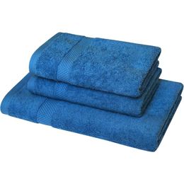 Dyckhoff Handtuch Set &raquo;Planet&laquo; Set 3 Stk. Walkfrottier 2 Handt&uuml;cher (50x100cm), 1 Duschtuch (70x140cm) blau Walkfrottier, Obermaterial: 100% Baumwolle