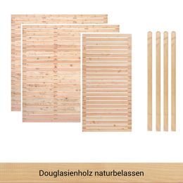 Bm Massivholz Zaun &raquo;Kurt Set 2.1&laquo; 2 Elemente 180 x 180cm, 1 Element 90x180cm, 4 Pfosten, L&auml;nge 190cm beige Holzwerkstoff