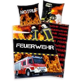 Herding's Young Collection Kinderbettw&auml;sche &raquo;Feuerwehrmann Sam&laquo; 2 Stk. mit Feuerwehrmann Motiv rot Renforc&eacute;, Obermaterial: 100% Baumwolle
