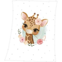 Baby Best Babydecke &raquo;Giraffe&laquo; mit liebevollem Motiv, Kuscheldecke wei&szlig; Polyester