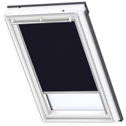Velux Verdunklungsrollo &raquo;DKL MK08 1100S&laquo; verdunkelnd Verdunkelung ohne Bohren in F&uuml;hrungsschienen alufarbene F&uuml;hrungsschienen & Griffleiste blau 