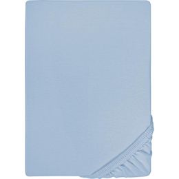 Biberna Spannbettlaken &raquo;Thea&laquo; aus Baumwolle, f&uuml;r Matratzen bis 25 cm H&ouml;he, Bettlaken, Spannbetttuch blau Jersey-Elasthan, Obermaterial: 97% Baumwolle, 3% 