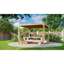 Karibu Holzpavillon &raquo;Cubus&laquo; naturbelassen, BxTxH: 320x320x235 cm beige