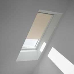 Velux Verdunklungsrollo &raquo;DKL C02 1085SWL&laquo; verdunkelnd Verdunkelung ohne Bohren in F&uuml;hrungsschienen wei&szlig;e F&uuml;hrungsschienen & Griffleiste beige 