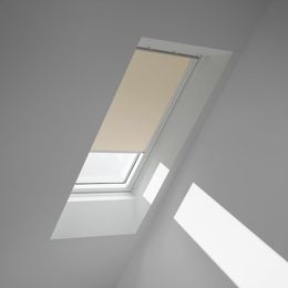 Velux Verdunklungsrollo &raquo;DKL PK08 1085SWL&laquo; verdunkelnd Verdunkelung ohne Bohren in F&uuml;hrungsschienen wei&szlig;e F&uuml;hrungsschienen & Griffleiste beige 