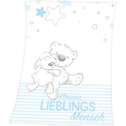 Baby Best Babydecke &raquo;Kleiner Lieblingsmensch&laquo; mit tollem Motiv und Schriftzug, Kuscheldecke blau Polyester