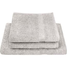 Dyckhoff Handtuch Set &raquo;Deep Harmony Comfort&laquo; Set 3 Stk. Frottier 15% Hanf;2 Handt&uuml;cher (50x100cm), 1 Duschtuch (70x140cm) silber Frottier, Obermaterial: 85% 