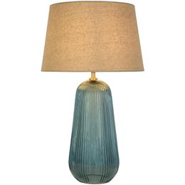 Searchlight Tischleuchte &raquo;Cameo 1Lt Table Lamp, Blue Glass with Natural Linen Shade&laquo; E27 1 Stk. schwarz