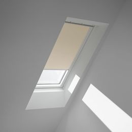 Velux Verdunklungsrollo &raquo;DKL CK06 1085SWL&laquo; verdunkelnd Verdunkelung ohne Bohren in F&uuml;hrungsschienen wei&szlig;e F&uuml;hrungsschienen & Griffleiste beige 
