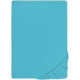 Biberna Spannbettlaken &raquo;Thea&laquo; aus Baumwolle, f&uuml;r Matratzen bis 25 cm H&ouml;he, Bettlaken, Spannbetttuch blau Jersey-Elasthan, Obermaterial: 97% Baumwolle, 3% 